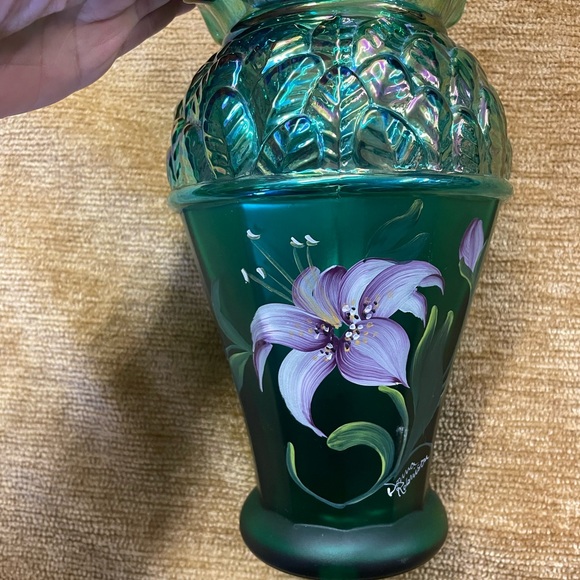 Fenton | Accents | Fenton Vintage Signed Hand Painted Emerald Green ...
